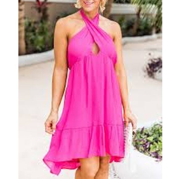 Pink Lily | Dresses | Pink Lily Cruise Through Town Halter Keyhole Mini ...